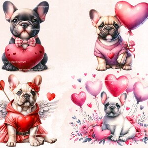 Valentines French Bulldog Png Graphics, Valentines Dog Clipart, Set of ...