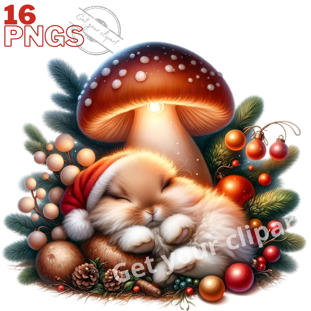 Christmas Bunny Clipart Bundle, Christmas Png Bundle, Fantasy Clipart ...