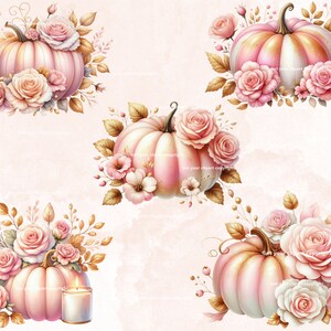 Pink Pumpkin Clipart Bundle, Floral Pumpkin Graphics, Thanksgiving ...