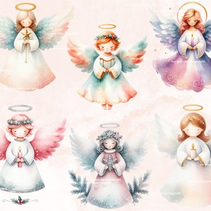 Christmas Angels Clipart Bundle, Christmas Png Graphics, Christmas Png ...