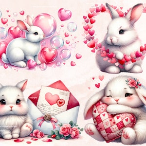 Valentines Bunny Clipart Bundle, Valentines Clipart, Valentines Png ...