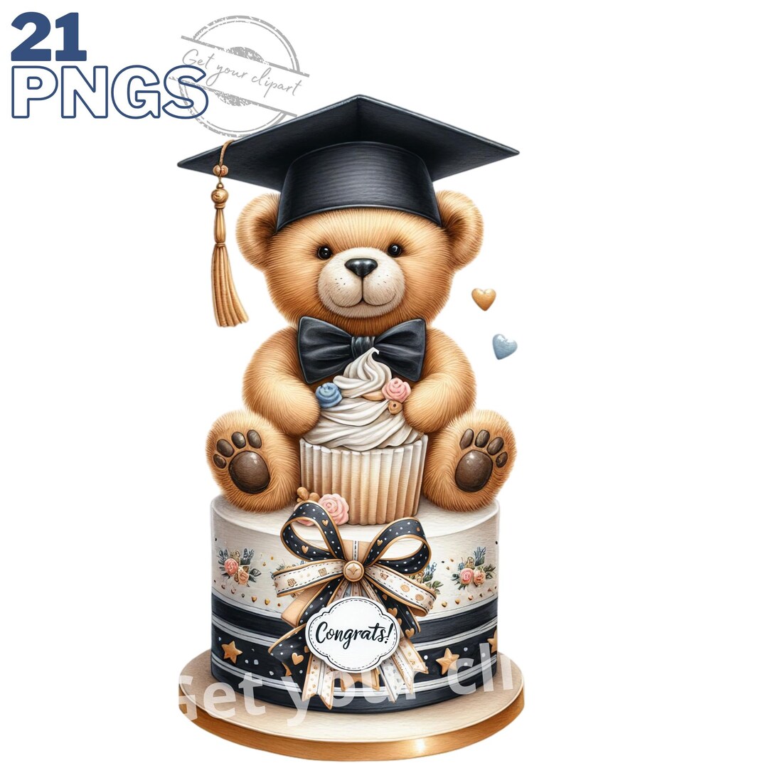 Graduation Teddy Bear Clipart Bundle, Preschool Graduation, Graduate ...