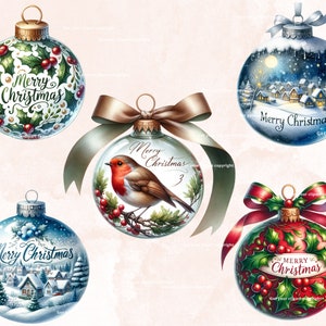 Merry Christmas Baubles Clipart Bundle, Christmas Png Graphics ...