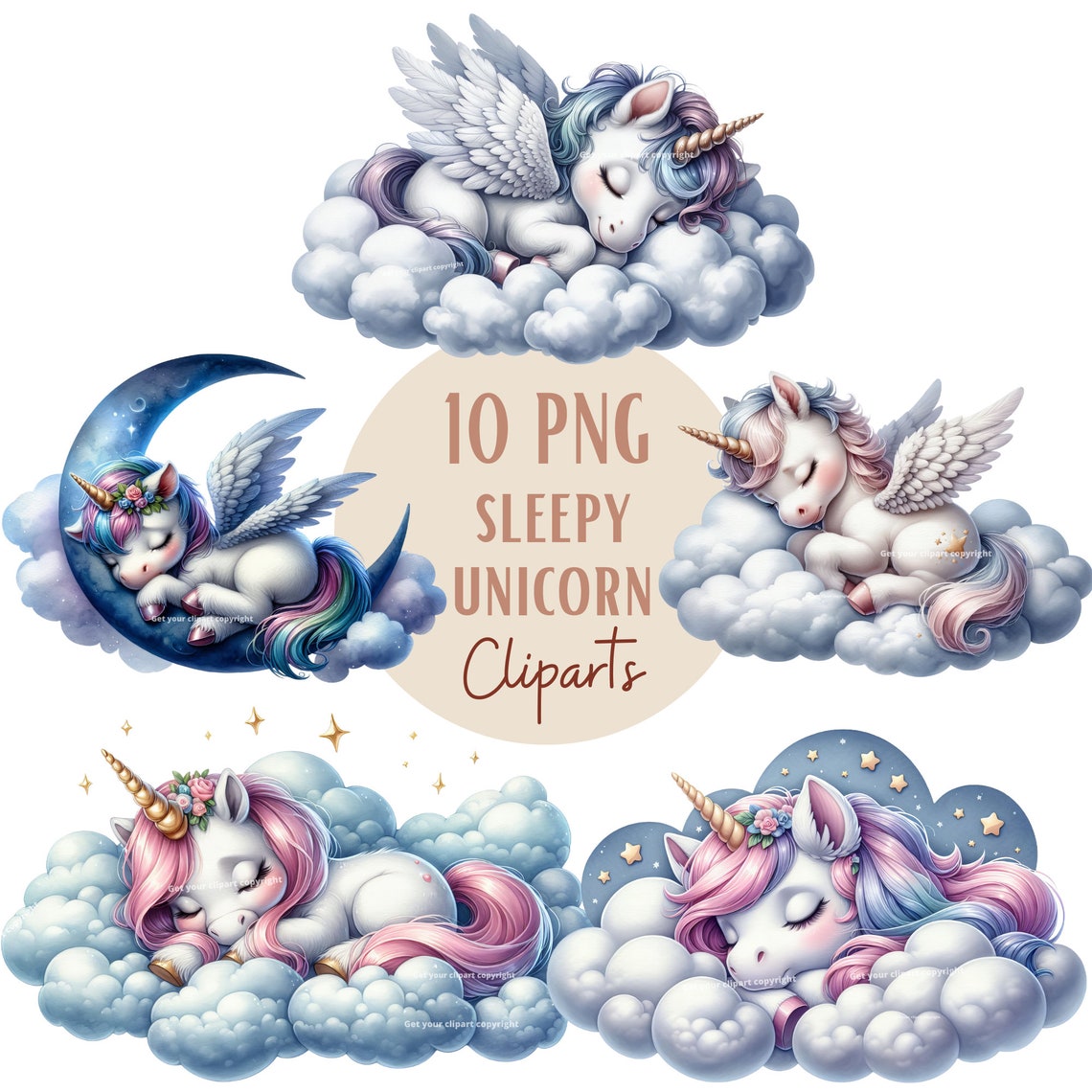 Baby Unicorn Clipart Bundle, Unicorn Png Graphics, Cute Unicorn Png ...