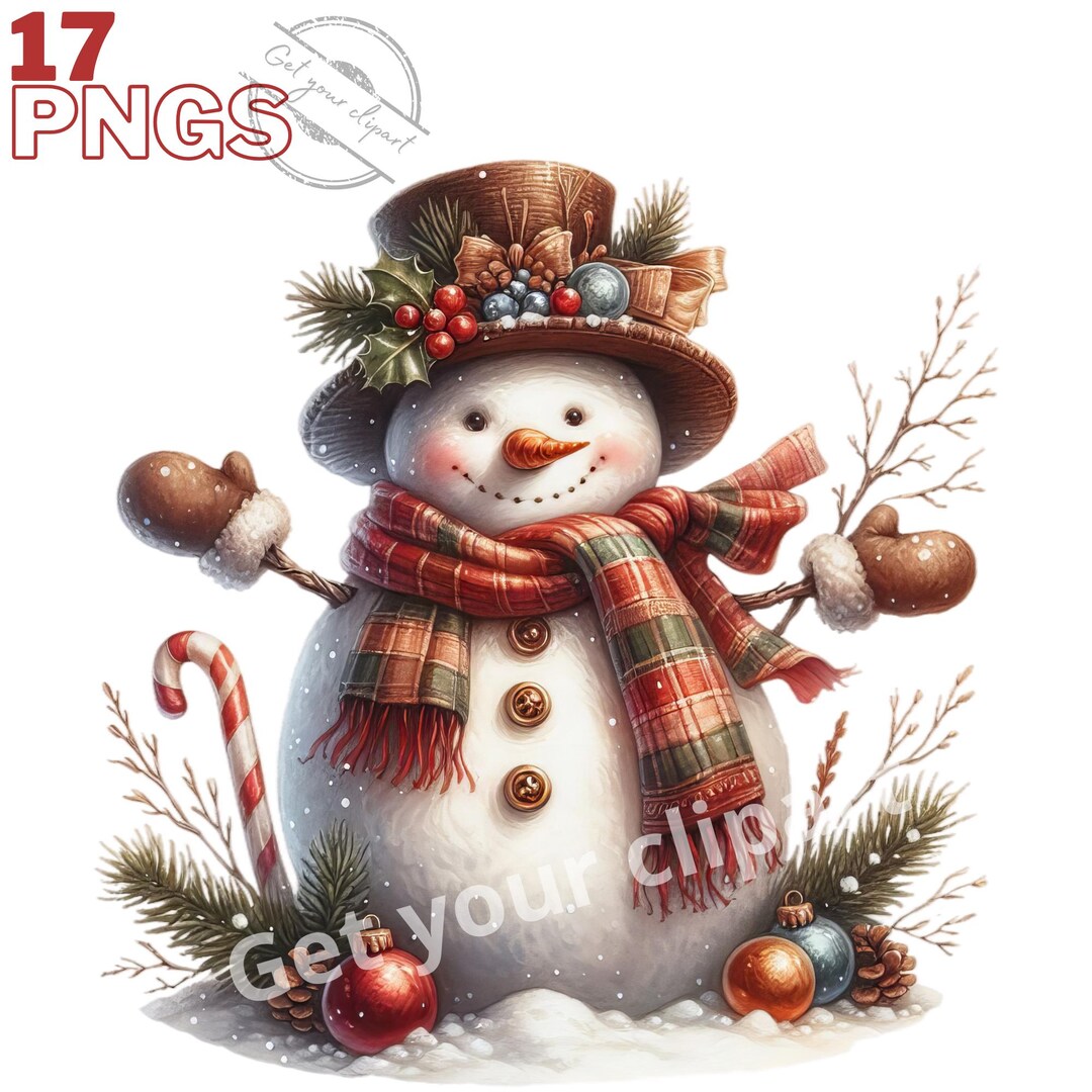 Snowman Png Clipart Bundle, Snowman Clipart Bundle, Winter Clipart Set ...