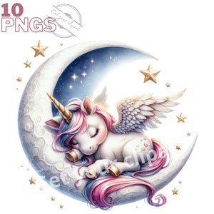 Baby Unicorn Clipart Bundle, Unicorn Png Graphics, Cute Unicorn Png ...