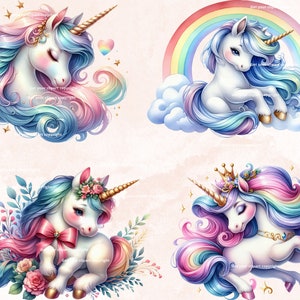 Baby Unicorn Clipart Bundle, Unicorn Png Graphics, Cute Unicorn Png ...