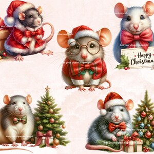 Cute Christmas Rat Clipart Bundle, Rat Clipart Bundle, Christmas Png ...