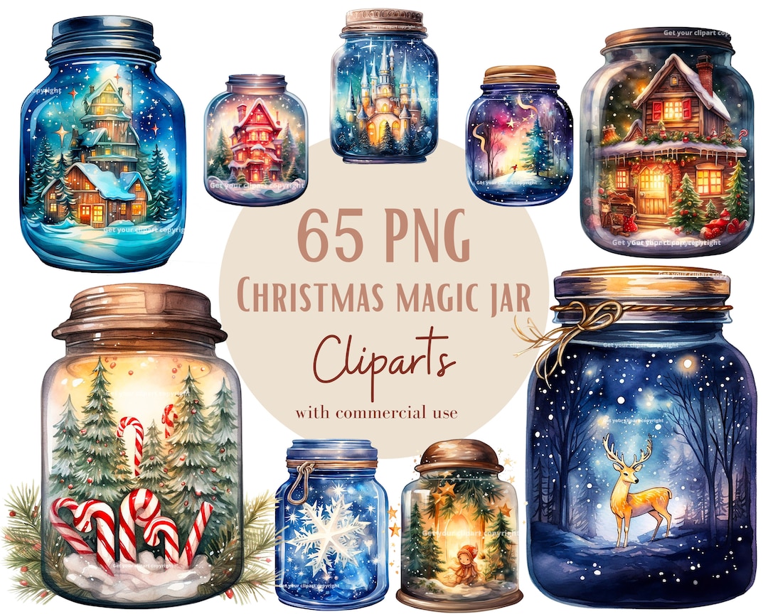 Christmas Magic Jars Clipart Bundle, Winter Clipart, Set of 65 PNG ...
