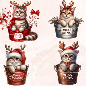 Christmas Cat Clipart Bundle, Christmas Cat Png, Christmas Png Bundle ...