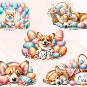 Easter Corgi Png Graphics, Easter Printable, Watercolor Dog Clipart ...