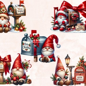Christmas Mailbox and Gnome Clipart Bundle, Christmas Png, Christmas ...