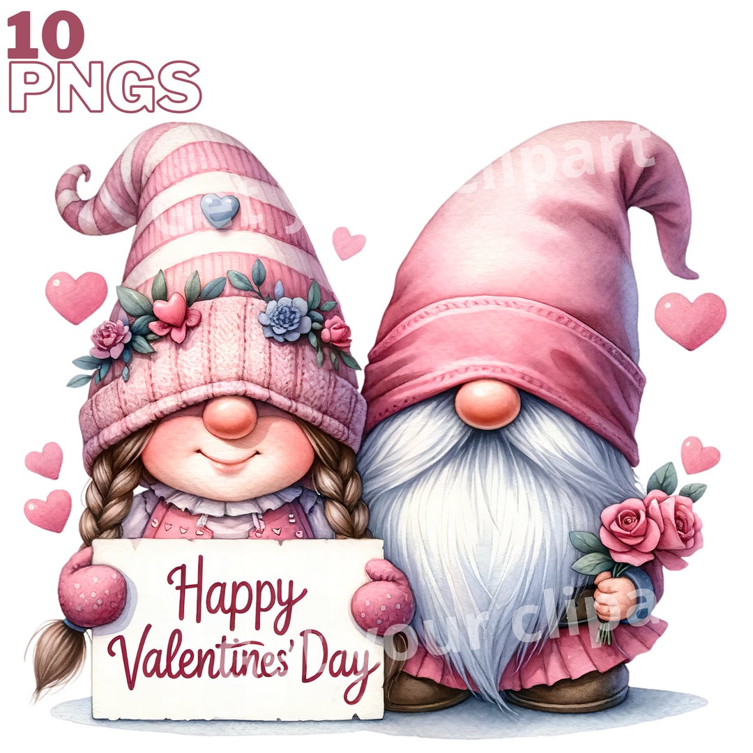 Valentines Gnome Couple Clipart Bundle, Valentines Clipart, Valentines ...