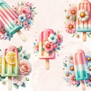Pastel Summer Popsicle Clipart Bundle, Ice Cream Clipart , Ice Cream ...