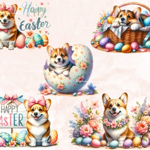Easter Corgi Png Graphics, Easter Printable, Watercolor Dog Clipart ...