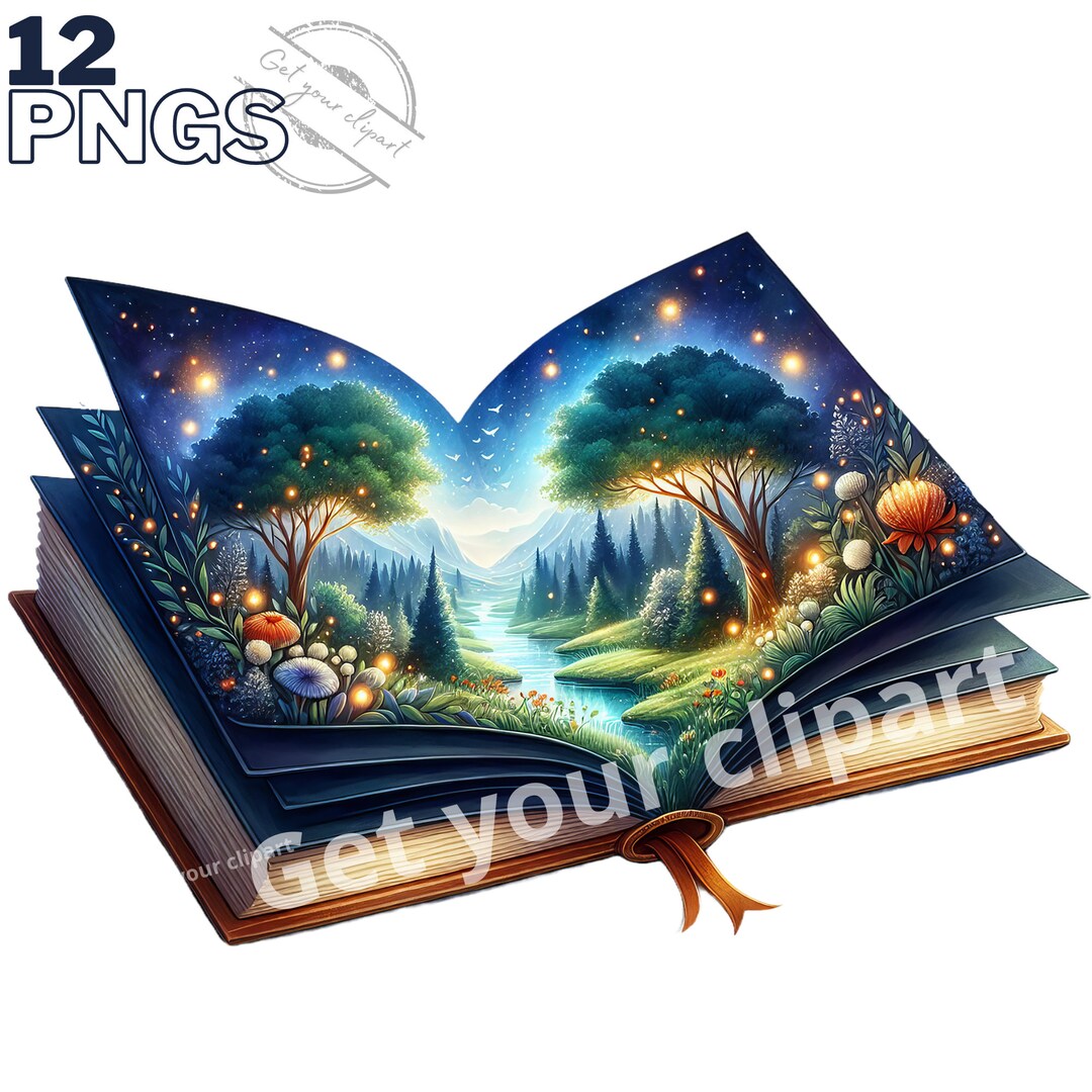 Magic Books Clipart Bundle, Books Png Graphics, Enchanted Books ...