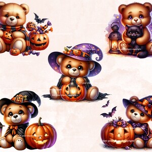 Halloween Teddy Bear Clipart Bundle, Halloween Graphics, Teddy Bear Png ...