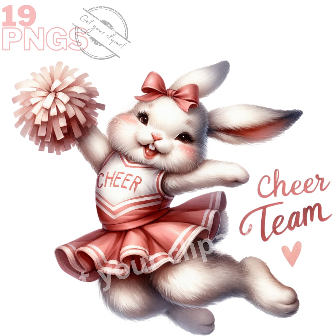 Cheerleader Bunny Clipart, Nursery Graphics, Cheerleading Clipart ...