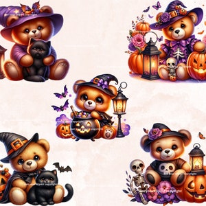 Halloween Teddy Bear Clipart Bundle, Halloween Graphics, Teddy Bear Png ...