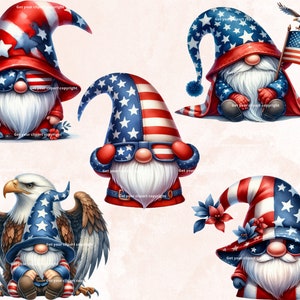 4th of July Gnome Clipart Bundle, Independence Day Clipart, 4th of July ...