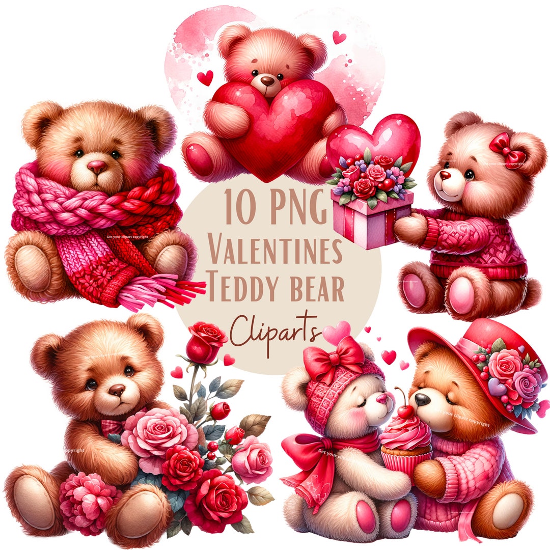 Valentines Teddy Bear Clipart, Valentines Graphics, Valentines Day ...