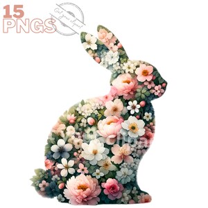 Spring Rabbit Clipart Bundle, Spring Bunny, Watercolor Bunny Graphics ...