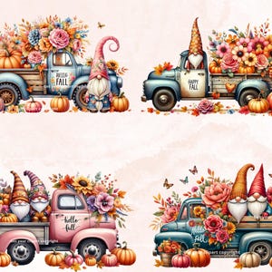 Fall Truck and Gnomes Png Graphics, Hello Fall Clipart, Farm Truck Png ...