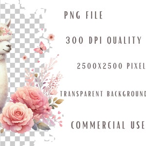 Cute Alpaca Clipart Bundle, Alpaca Png, Watercolor Alpaca Graphics ...