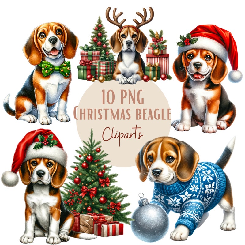 Christmas Beagle Cards - Etsy