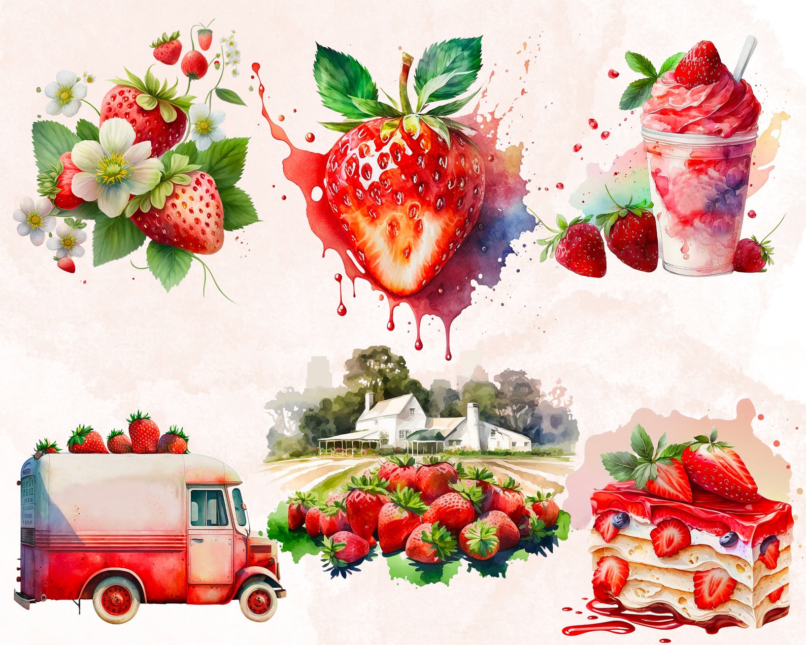 Strawberry Graphics Strawberry Png Clipart Trending Png - Etsy