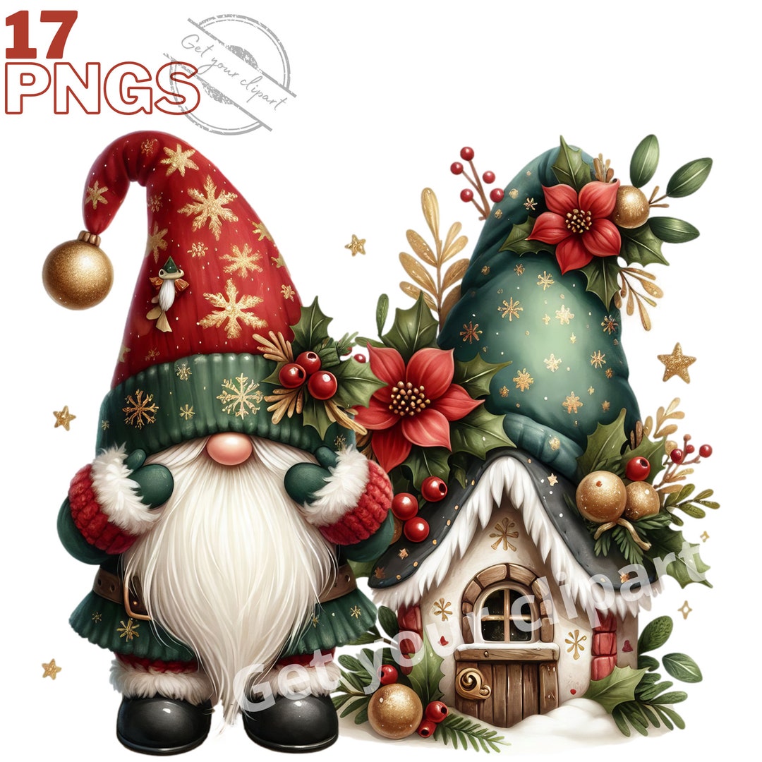 Christmas Gnome Clipart Bundle, Christmas Clipart, Winter Gnome Png ...