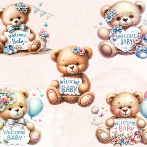 Welcome Baby Clipart Bundle, Birth Announcement Clipart, Babyshower Png ...