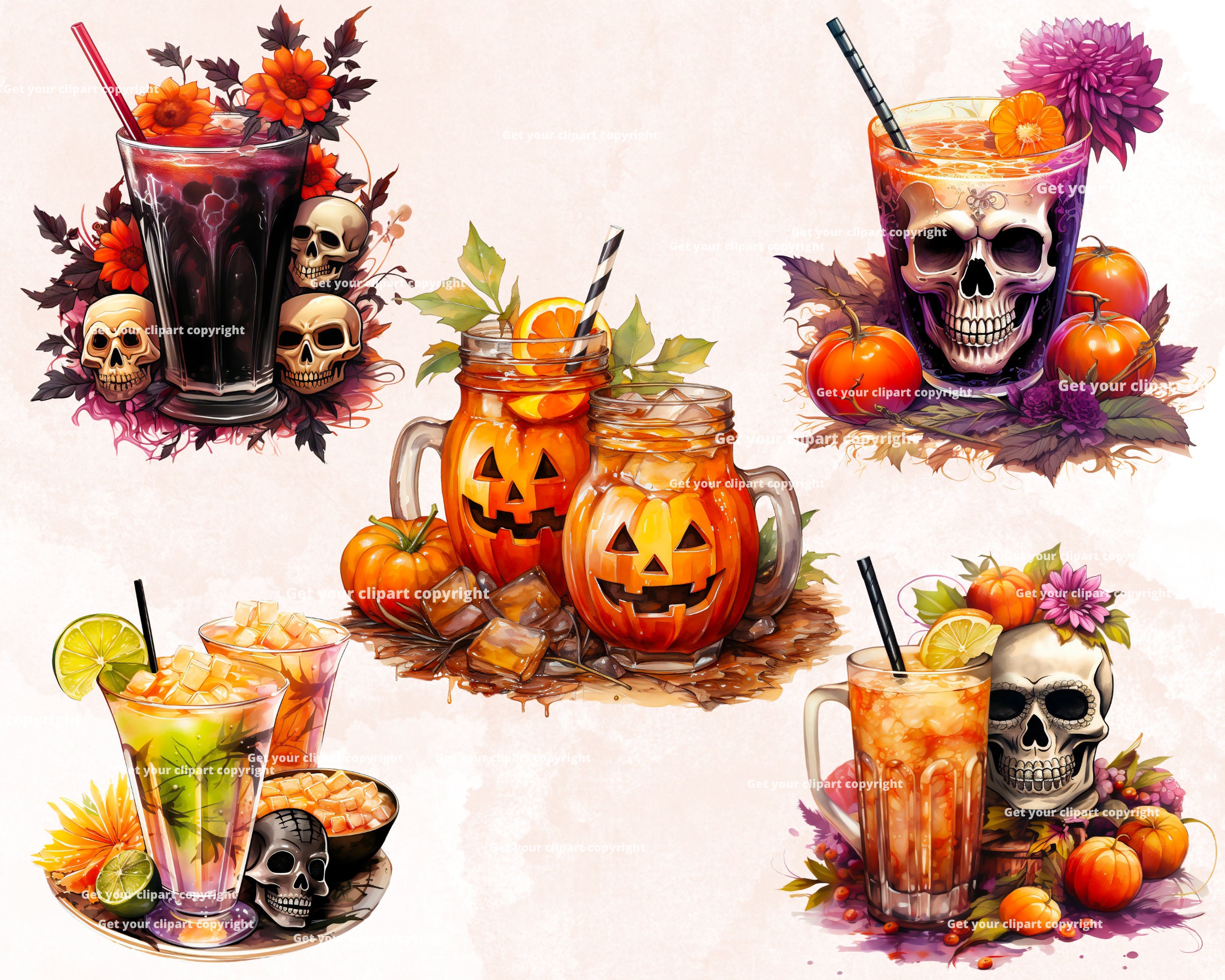 Halloween Drinks Cliparts Bundle Halloween Clipart Bundle - Etsy