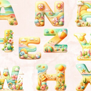 Summer Alphabet Clipart Bundle, Summer PNG Designs, Summer Clipart ...