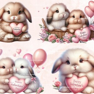 Valentines Bunny Clipart Bundle, Valentines Clipart, Valentines Png ...