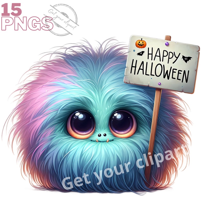 Cute Halloween Monster Clipart Bundle, Halloween Clipart, Halloween Png ...