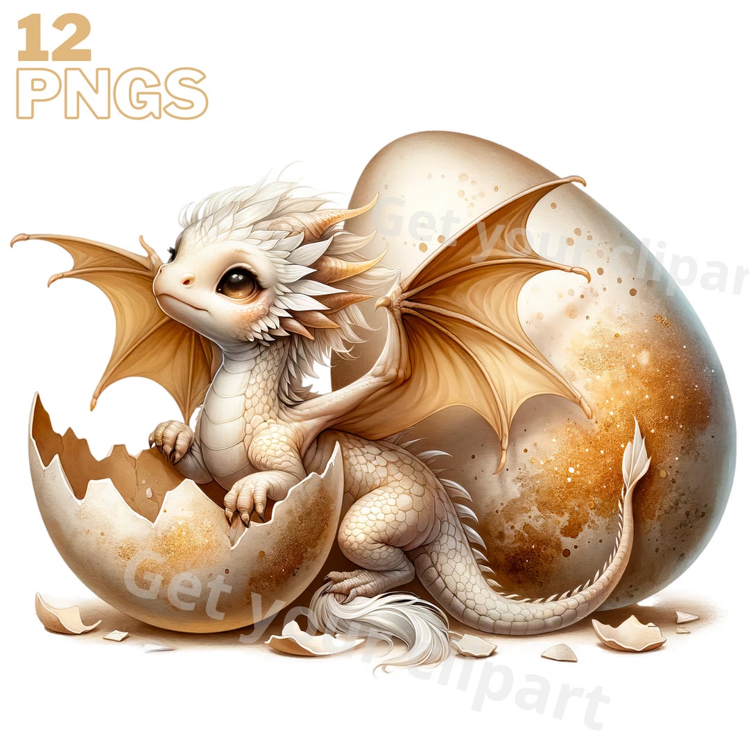Gold Dragon Clipart Bundle, Magic Kingdom PNG Graphics, Baby Dragon Png ...
