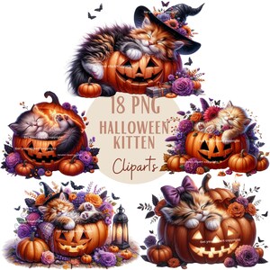 Halloween Cat Clipart Bundle, Halloween Clipart, Halloween Png Graphics ...