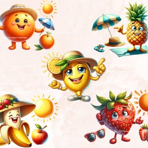 Funny Fruit Clipart Bundle, Fruit Graphics, Summer Clipart Bundle ...