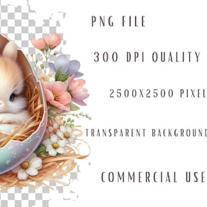 Easter Bunny in an Eggshell Clipart Bundle, Easter Clipart, Easter ...