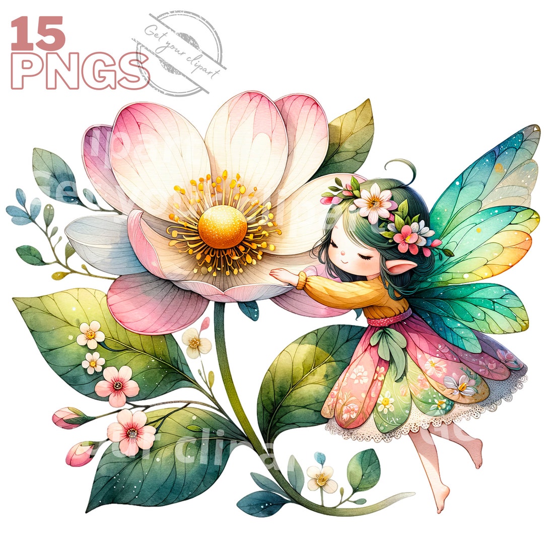 Cute Spring Fairies Clipart Bundle, Spring Clipart Bundle, Spring ...