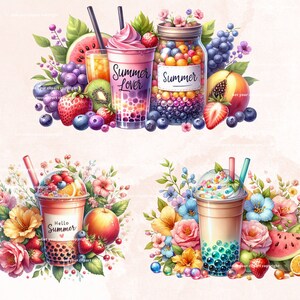 Summer Bubble Tea Clipart Bundle, Summer Bubble Tea, Bubble Tea Png ...