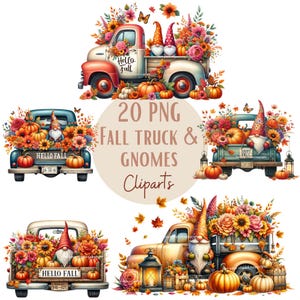 Fall Truck and Gnomes Png Graphics, Happy Fall Png, Farm Truck Png ...