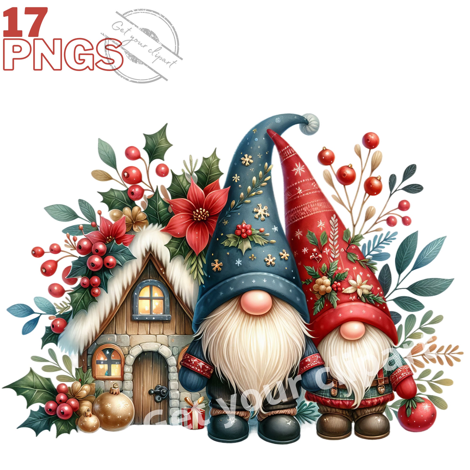 Christmas Gnome Clipart Bundle, Christmas Clipart, Winter Gnome Png ...