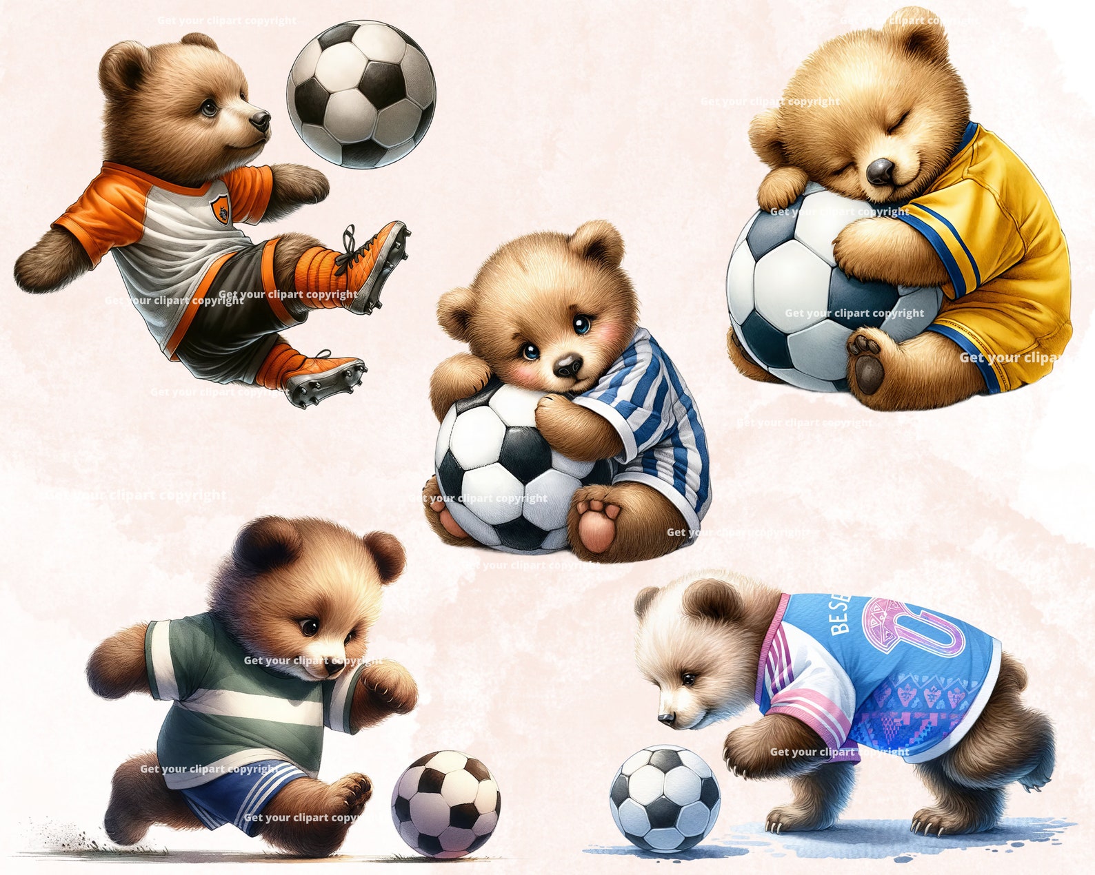 Soccer Teddy Bear Clipart, Nursery Graphics, Soccer Clipart, Teddy Bear ...
