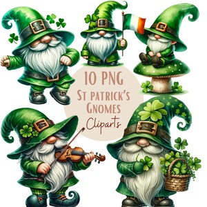 Saint Patrick's Gnomes Clipart Bundle, Gnome Png Graphics, St Patrick's ...