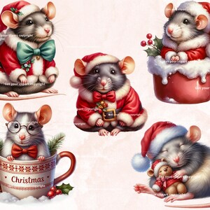 Cute Christmas Rat Clipart Bundle, Rat Clipart Bundle, Christmas Png ...