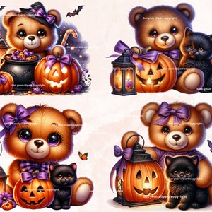 Halloween Teddy Bear Clipart Bundle, Halloween Graphics, Teddy Bear Png ...