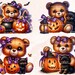 Halloween Teddy Bear Clipart Bundle, Halloween Graphics, Teddy Bear Png ...