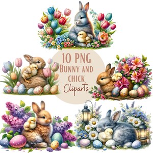 Easter Bunny and Chick Clipart Bundle, Easter Clipart, Easter Graphics ...